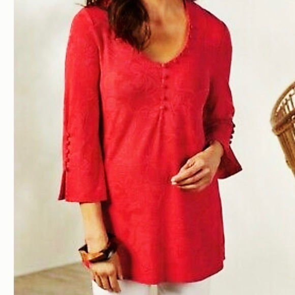 Soft Surroundings | Tops | Soft Surroundings Pastille Jacquard Red ...
